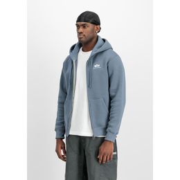 Alpha Industries Kapuzensweatjacke »Basic Zip Hoody SL« denim blue M M Alpha Logo Plastisol Druck auf der Brust