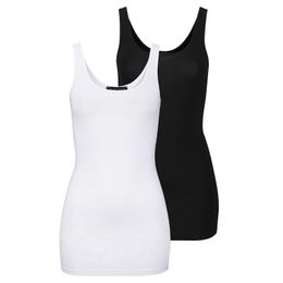 Melrose Longtop Packung, 2 Stk. tlg. mit dezentem Glitzer-Logo am Rücken schwarz-weiß (Tops aus nachhaltigem Material), weiß 34 34 Sexy Tanktops im...