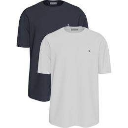 Calvin Klein Jeans T-Shirt »SS CLASSIC MONOGRAM TEE 2PK« 2 Stk. tlg. Mit Rundhalsausschnitt, regular fit Dark Sapphire/Bright White M M T-Shirt von...