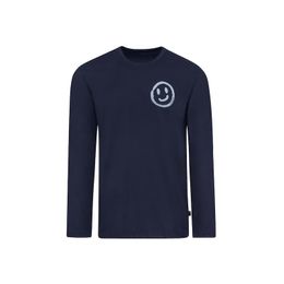 TRIGEMA Schlafanzug »Schlafanzug Oberteil Langarm mit Smiley-Print« 1 Stk. tlg. navy L L DELUXE-Single-Jersey