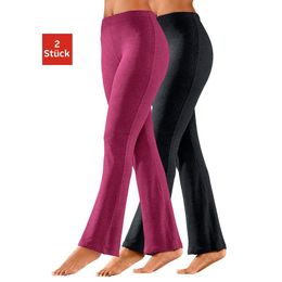 Vivance ACTIVE Jazzpants mit leicht ausgestelltem Bein, Loungewear 1x schwarz, 1x himbeere 32/34 - N-Gr N-Gr 32/34 Basic Jazzpants im 2er-Pack