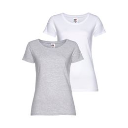 Fruit of the Loom Rundhalsshirt »Lady Fit Premium« Packung, 2er-Pack, 2 Stk. tlg. weiß, grau-meliert XXL (44) XXL (44) Tolles Basic- Shirt im 2er Pack