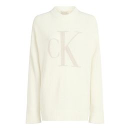 Calvin Klein Jeans Strickpullover »CK INTARSIA HIGH NECK SWEATER« mit Logostickerei Ivory M (38) M (38) Pullover von Calvin Klein Jeans Womanswear