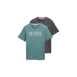 Tom Tailor T-Shirt Packung, 2 Stk. tlg. mit Logo Print deep bluish green L L T-Shirt von Tom Tailor