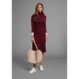 HECHTER PARIS Strickkleid Ohne Tasche mit Kontraststreifen bordeaux-mel 40 - N-Gr N-Gr 40 Bequemer Feinstrick mit dehnbarer Struktur für hohen...