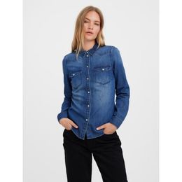 Véro Moda VERO MODA Jeansbluse »VMMARIA LS DENIM SLIM SHIRT MIX NEW« medium blue denim M M Lässiges Jeanshemd von VERO MODA