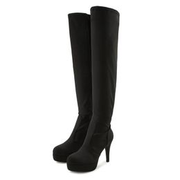 LASCANA Belle Affaire Overkneestiefel »High-Heel-Stiefellette mit Plateau, « mit langem Schaft, Slouchy Boots schwarz 38 38 Anschmiegsamer Schaft