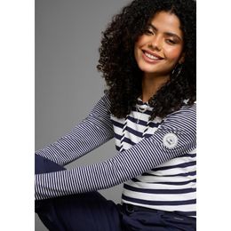 Kangaroos Damen Kangaroos Kapuzenshirt Langarm, h&uuml;ftbedeckend, elastische Rippware blau 32/34