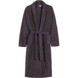 HIP Bademantel »Bathrobe uni« Packung, 1x Bademantel, 1 Stk. tlg., Schalkragen, Gürtel, Taschen, Damen & Herren, Velours, Glanz Anthrazit M/L...