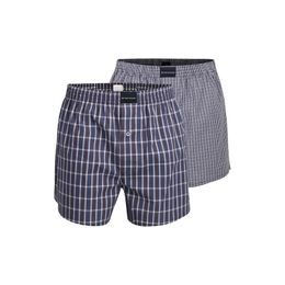 Tom Tailor Boxershorts »Dakota« 2er Pack, 2 tlg., weich, bequem, basic, locker, atmungsaktiv, mit Logo, breiter Bund blau-mittel-Karo 4S 4S Herren...