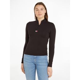 Tommy Jeans Langarmshirt &raquo;TJW XS BADGE 1/4 ZIP MOCKNECK LS&laquo; mit Logostickerei Black L (40) L (40) Langarmshirt von Tommy Jeans