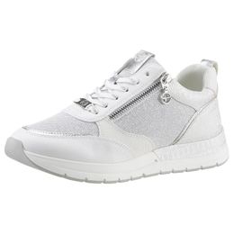 Tamaris Damen Keilsneaker , Freizeitschuh, Halbschuh, in schmaler Form, vegane Verarbeitung silber 42