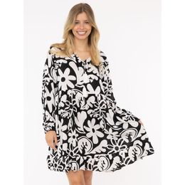 Zwillingsherz Sommerkleid »"Flower Paradise"« Ohne Taschen mit Blumenmuster, langen Ärmeln und Tasseln Schwarz SM (S/M) - N-Gr N-Gr SM (S/M) Kleid...