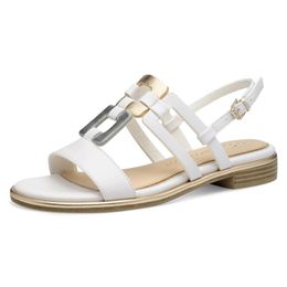 Marco Tozzi Damen Marco Tozzi Sandalette , Blockabsatz, Sommerschuh, Riemchensandale im Metallic-Look wei&szlig; 39