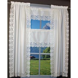 HOSSNER - ART OF HOME DECO Gardine &raquo;Rie&szlig;ersee&laquo; Stangendurchzug 1 Stk. tlg. mit Ausbrenner-Stickerei creme Obermaterial: 100% Polyester 150 cm