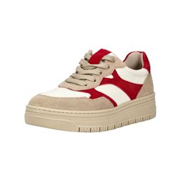 Tamaris Sneaker »Sneaker Veloursleder/Synthetik« Beige/Rot 41 41 Verschluss: Schnürung