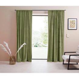 LeGer Home by Lena Gercke Vorhang »Samt Ladina« Stangendurchzug 1 Stk. tlg. blickdicht, gewebt, verschiedene Größen, 1 Stück, Bestseller grün...