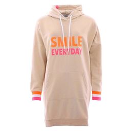 Zwillingsherz Sweatkleid K&auml;ngurutasche mit Kapuze, Fronstickerei, K&auml;ngurutasche, Neonprint, Regular Fit beige L/XL (L/XL) - N-Gr N-Gr L/XL (L/XL)...