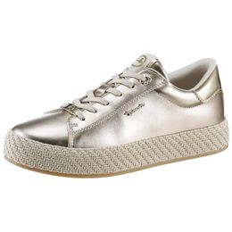 Tamaris Plateausneaker, Freizeitschuh, Halbschuh, Schnürschuh mit Textilkordel am Plateau goldfarben 38 38 Sneaker mit schönen Metallic-Details