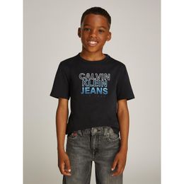 Calvin Klein Jeans Rundhalsshirt »GRADIENT FLOCK LOGO SS T-SHIRT« für Kinder bis 16 Jahre mit Logoprägung Ck Black 4 (104) 4 (104) T-Shirt von...