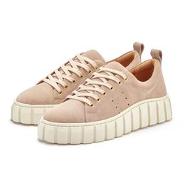 ELBSAND Sneaker Freizeitschuh, Schnürhalbschuh, Halbschuh aus Leder mit Plateausohle beige-rosé 41 41 Sneaker mit modischer Chunky Sohle aus...