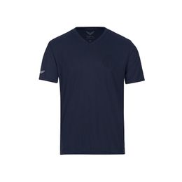 TRIGEMA T-Shirt »V-Shirt COOLMAX « 1 Stk. tlg. navy M M Reflektierende TRIGEMA-Schwinge auf der Brust