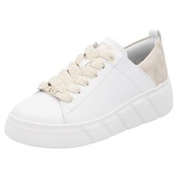 RIEKER SPORT Plateausneaker, Schnürschuh, Halbschuh, Freizeitsneaker mit Soft-Einlage weiß-hellbeige 41 41 Sneaker mit trendigem Kontrastbesatz an...