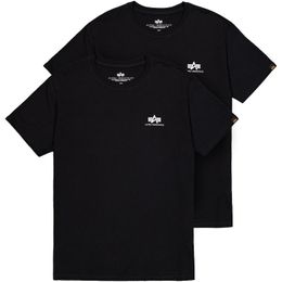 Alpha Industries Rundhalsshirt »Basic T Small Logo 2 Pack« Set, 2 Stk. tlg. black 3XL 3XL Doppelpackung Shirts von Alpha