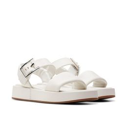 Clarks Sandale »Alda Strap«, Sandale, Flats mit Plateausohle Off White Leather 36 36 Contour-Cushion-Fußbett für langanhaltenden Komfort