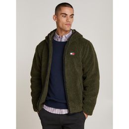 Tommy Jeans PLUS Sweatjacke »TJM REG BADGE TEDDY ZIP TRU EXT« Teddy Plüsch Übergangsjacke Herbstjacke Kapuze Fleece green 5XL 5XL Sweatjacke von...