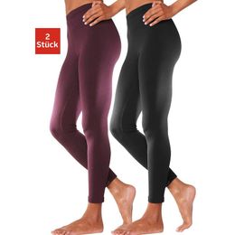 Vivance ACTIVE Leggings mit Gummibund, Loungewear beere, schwarz 32/34 - N-Gr N-Gr 32/34 Basic Leggings im 2er-Pack