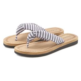 ELBSAND Badezehentrenner »Sandale, Pantolette« Zehentrenner, Badeschuh ultraleicht VEGAN hellgrau-gestreift 38 38 Flip Flop mit wasserabweisender...