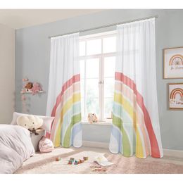 Lüttenhütt LÜTTENHÜTT Gardine »Regenbogen« Kräuselband 2 Stk. tlg. Kindergardine, gewebt, bedruckt, verschiedene Größen, 2-er Set bunt Obermaterial: 100%...