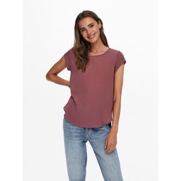 Only Damen Only Kurzarmbluse &raquo;ONLVIC &ndash; feminines Blusenshirt in lockerer Form&laquo; regular fit, Web, Kunstfaser, Rundhals, unifarben bunt 38