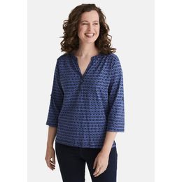 STOOKER WOMEN 3/4-Arm-Shirt »MARIE Print Shirt Bluse 3/4-Arm« Regular Fit Shirt Bluse Baumwolle Shirt Knopfleiste für Damen blue graphic aop 48/50...