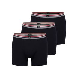 Bugatti Boxershorts »Prag« 3er Pack, 3 tlg., bequem, atmungsaktiv, Baumwollmix, mit Logo, eng, lang blau-dunkel-uni 6L 6L Long Pants von Bugatti