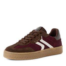 Tamaris Plateausneaker, Freizeitschuh, Halbschuh, Schnürschuh mit gepolstertem Schaftrand merlot kombiniert 39 39 Trendiger Schnürer mit...