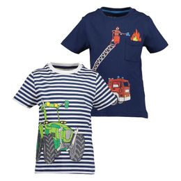 Blue Seven T-Shirt »T-Shirts« 2 Stk. tlg. M01 - DK BLAU+GESTREIFT 128 128 Cooler 2er- Pack T-Shirts für Jungs