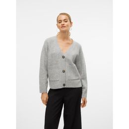 Véro Moda VERO MODA Strickjacke »VMBOOM LS V-NECK BUTTON CARDIGAN GA NOOS« Light Grey Melange XS XS Gestrickter Cardigan von Vero Moda