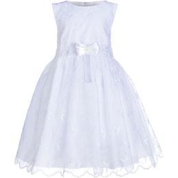 happy girls M&auml;dchen happy girls Taufkleid &raquo;dress&laquo; mit aufgesetzter Schleife vorne in der Taille wei&szlig; 128, N-Gr