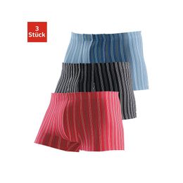 Le Jogger Boxer »Boxershorts für Herren« Packung, 3 Stk. tlg., mit garngefärbten Streifen blau, schwarz, rot 3 (XS) 3 (XS) Boxer-Shorts im 3er Pack