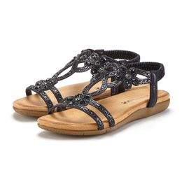 Vivance Sandale »Sommerschuh« Sandalette, Sommerschuh mit elastischen Riemen & Glitzersteinen VEGAN schwarz 40 40 Mit elastischen Riemchen für...
