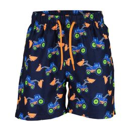 Blue Seven Badehose »Jungen Badeshorts« 1 Stk. tlg. Allover Druck 590 - NACHTBLAU 104 104 Coole Badehose mit Traktor-Druck