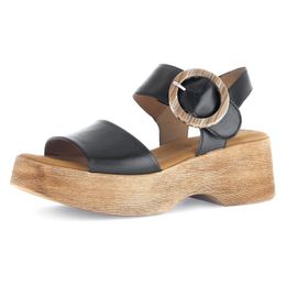 Gabor Damen Sandalette , Sommerschuh, Riemchensandale mit Plateau in Holzoptik schwarz 40
