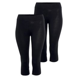 H.I.S Caprileggings Angenehmer Baumwollmix im praktischen 2er-Pack in 3/4-Länge schwarz 40 - N-Gr N-Gr 40 Modische 3/4 Capri-Leggins von H.I.S.