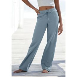 Vivance Relaxhose mit weitem Bein und aus ultraweicher Sweatqualität, Loungewear blau 36/38 - N-Gr N-Gr 36/38 Bequeme Sweathose mit weitem Bein