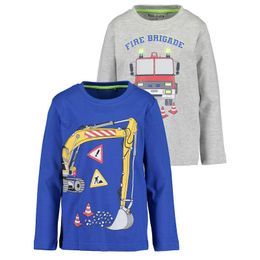 Blue Seven Langarmshirt »Jungen Langarmshirts« 2 Stk. tlg. M01 - OCEAN + NEBEL MEL 98 98 Langarmshirts mit Baustellenfahrzeug-Drucken
