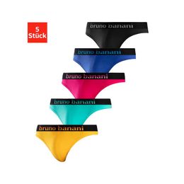 Bruno Banani String Packung, 5 Stk. tlg., mit Streifen Logo Webbund blau, pink, mint, gelb, schwarz S S Bruno Banani Herren Strings im 5er-Pack