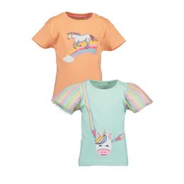 Blue Seven Kurzarmshirt Packung, 2 Stk. tlg. mit süßen Einhorn-Drucken MELONE + SEA 110 110 Süße T-Shirt 2er Packung von Blue Seven