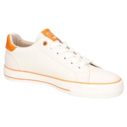 Mustang Shoes Sneaker, Freizeitschuh, Halbschuh, Schnürschuh mit modischem Design beige-orange 36 36 Sneaker in verspielter Optik